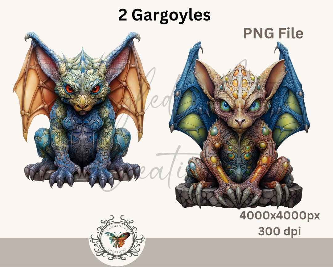 2 Scary Gargoyle PNG, Sublimation - Digital Art for Whimsical Designs ...