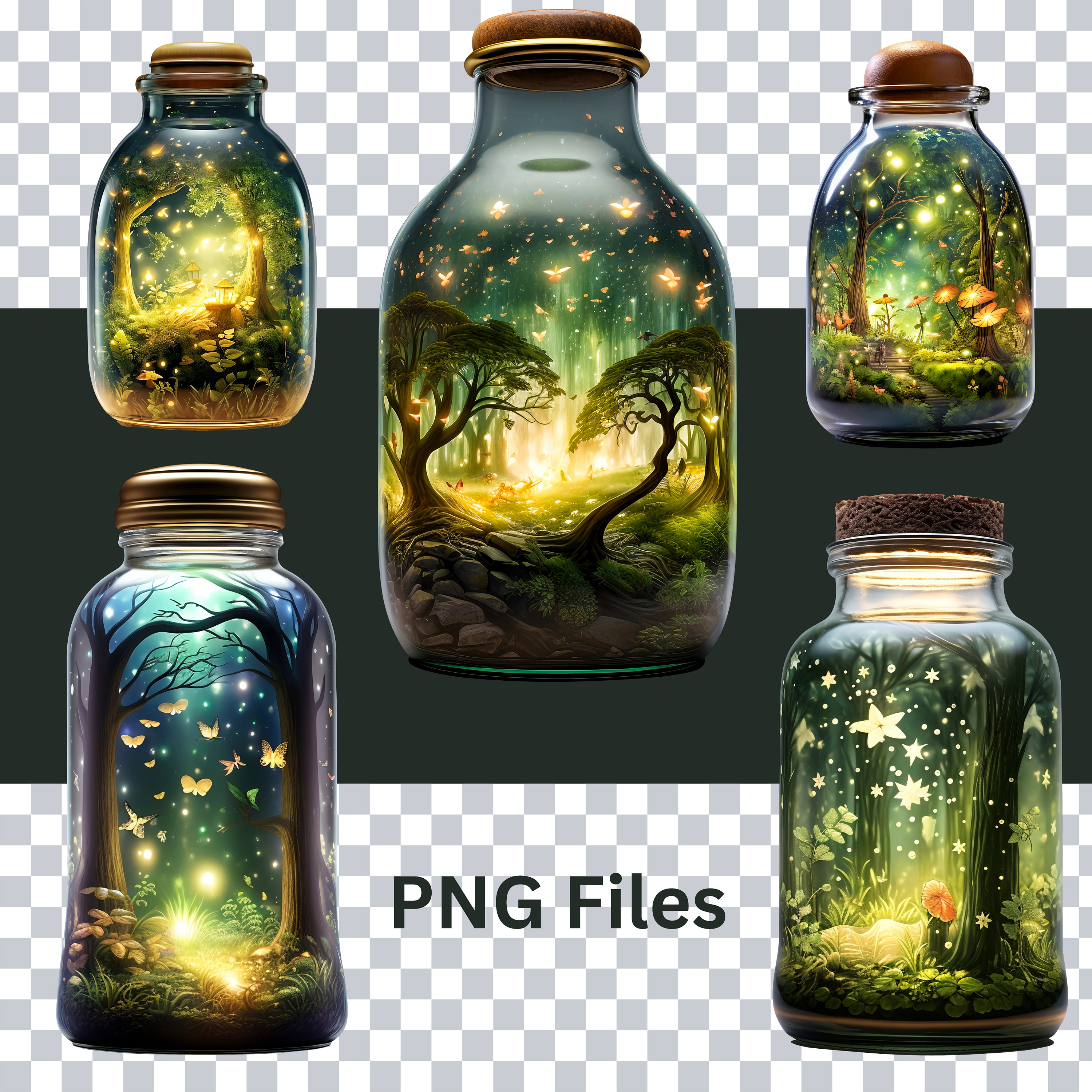 Magical Firefly Jar Watercolor PNG Sublimation, Digital Art for Dreamy ...