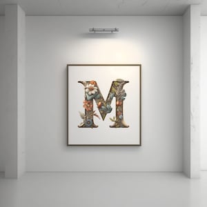 A Decorative Letter M in Bloom, With Beautiful Flowers, Botanical , PNG ...