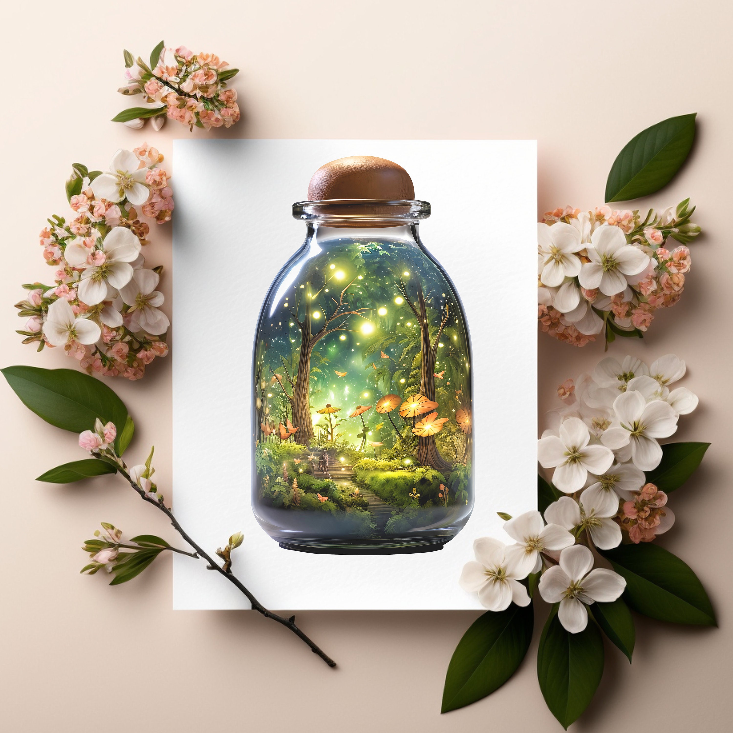 Magical Firefly Jar Watercolor PNG Sublimation, Digital Art for Dreamy ...