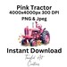 Pink Tractor With Flowers Water Color, Clipart, PNG File 300 DPI, and ...
