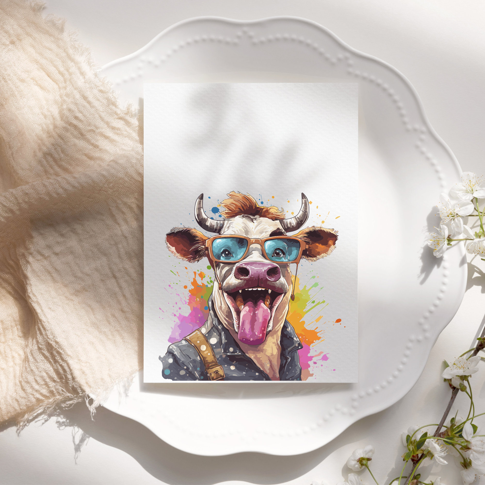 Hilarious Smiling Cow, Rock Punk, High Resolution PNG File 4000x4000 ...