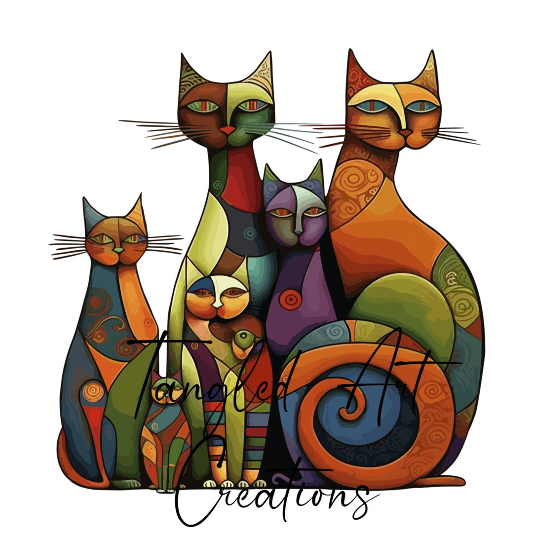 Colorful Family of Cats, PNG File 300 DPI, SVG for Great Printing ...