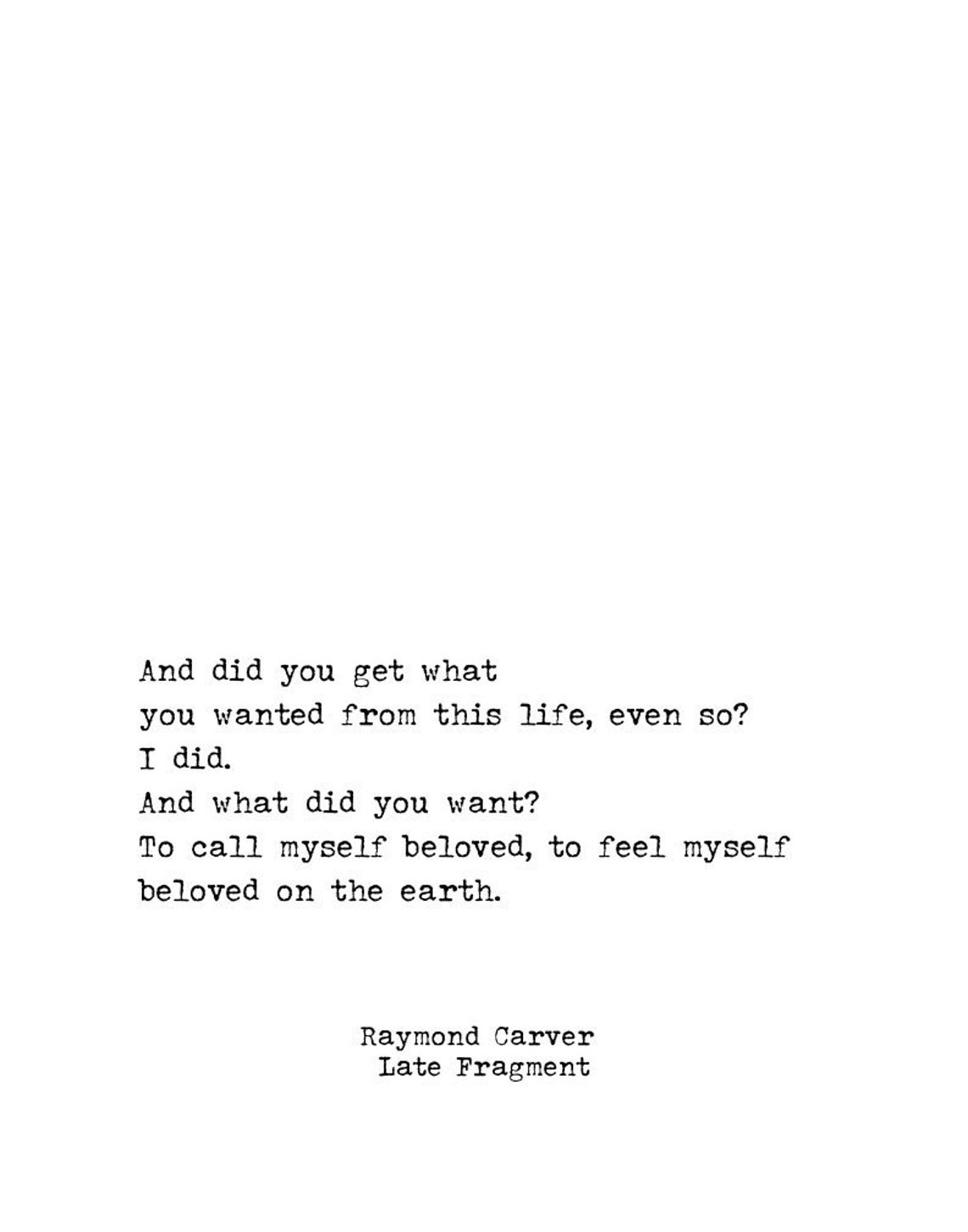 Raymond Carver Poem / Printable Quote / Quote Poster / Downloadable ...
