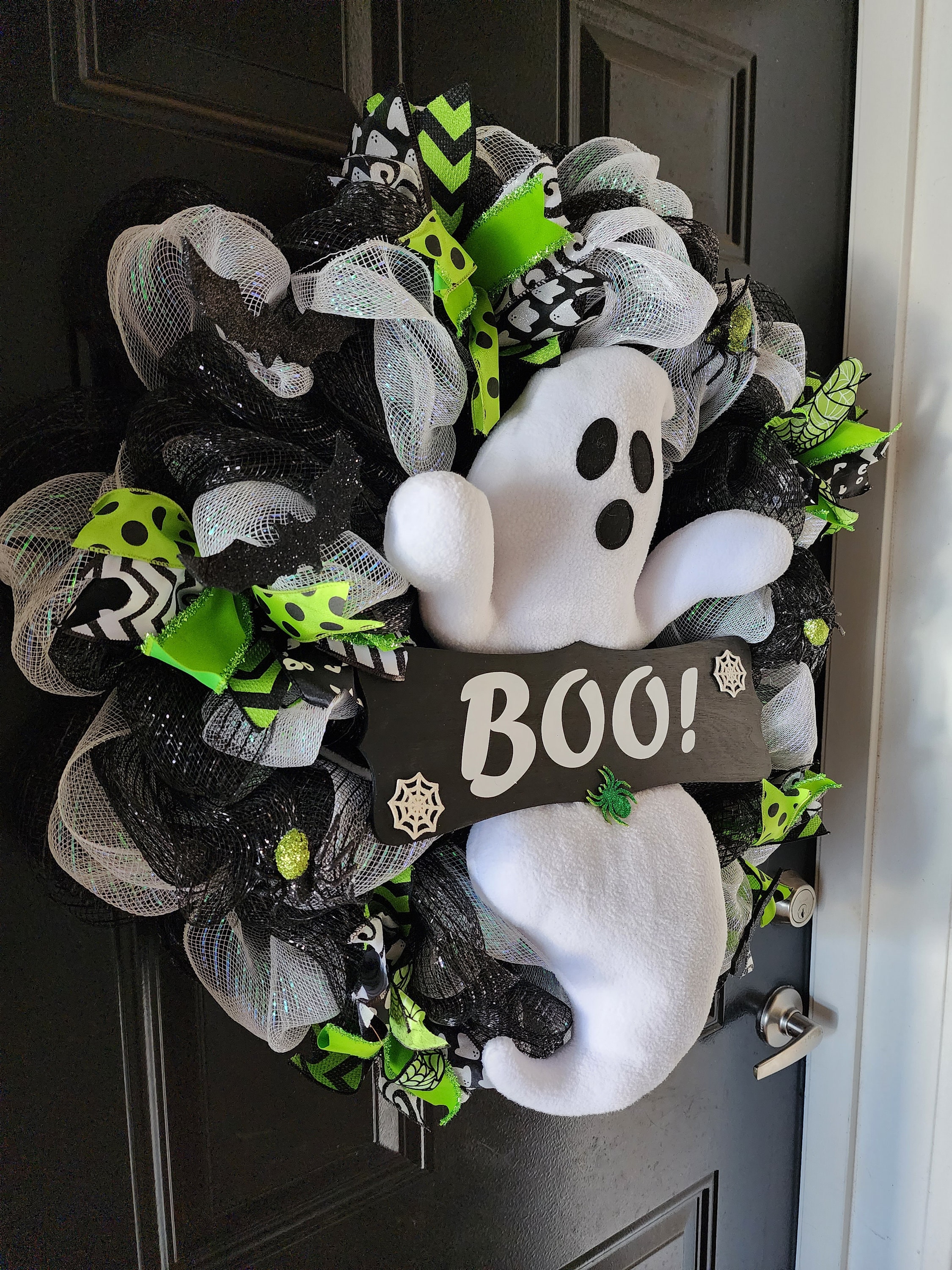 Ghost Deco Mesh Wreath, Halloween Wreath, Ghost Wreath, Halloween Décor ...