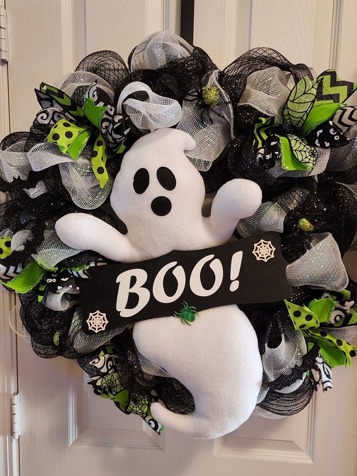 Ghost Deco Mesh Wreath, Halloween Wreath, Ghost Wreath, Halloween Décor ...