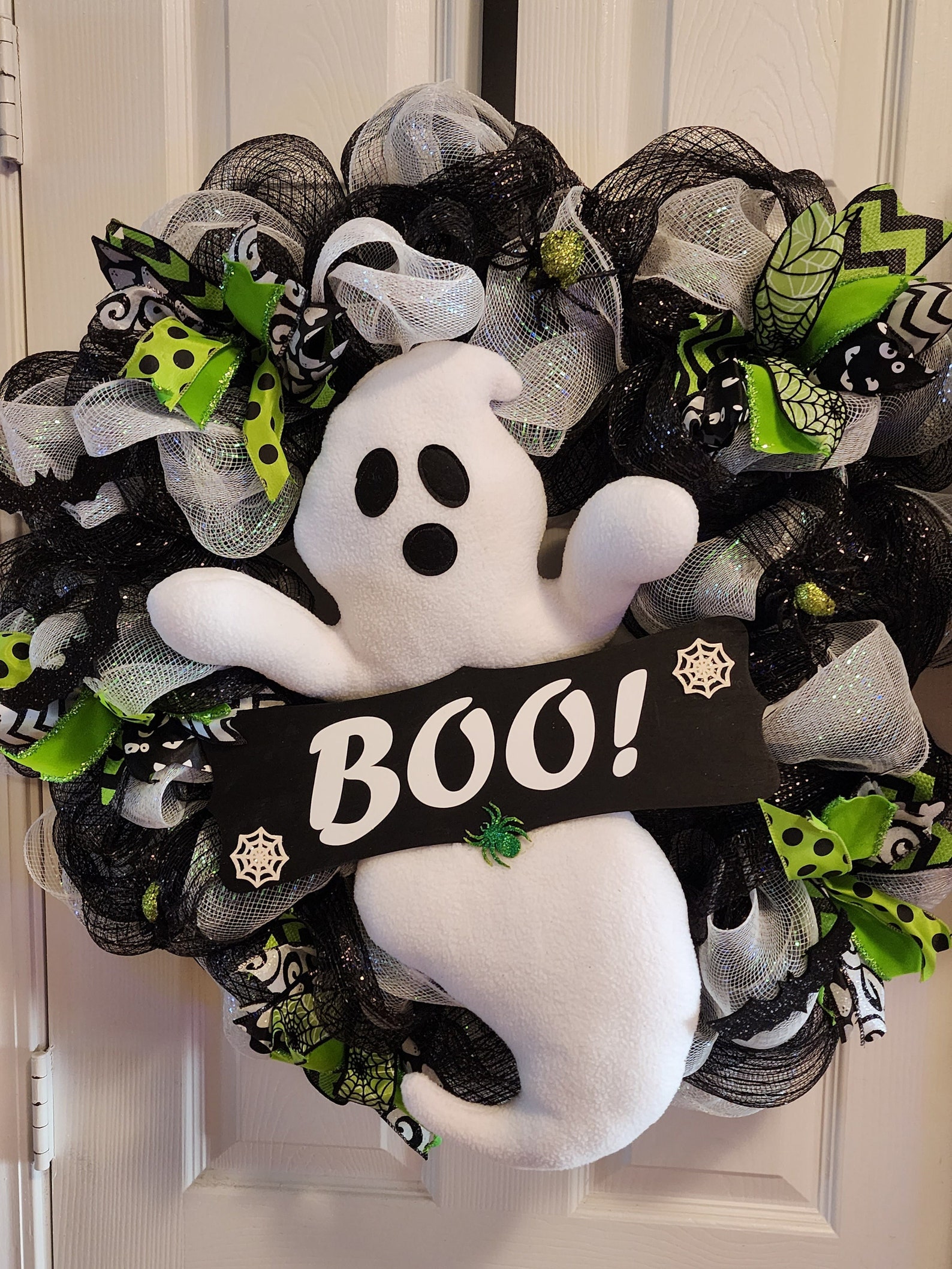 Ghost Deco Mesh Wreath, Halloween Wreath, Ghost Wreath, Halloween Décor ...
