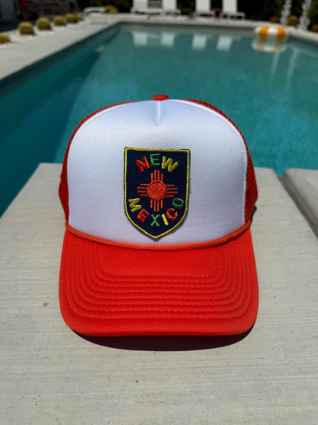 Vintage State of New Mexico Logo Patch on a White and Orange Mesh ...