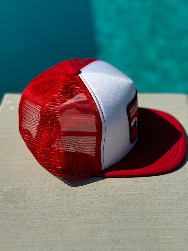 Vintage Road America Cart Racing Logo Patch on a White and Red Mesh ...