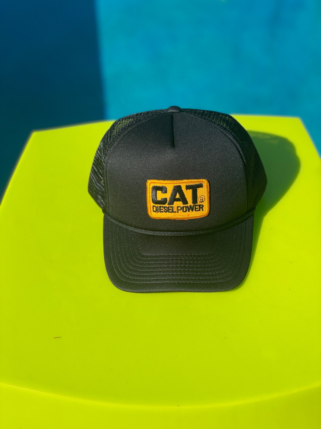 Vintage Caterpillar Diesel Power Patch on a Black on Black Mesh - Etsy