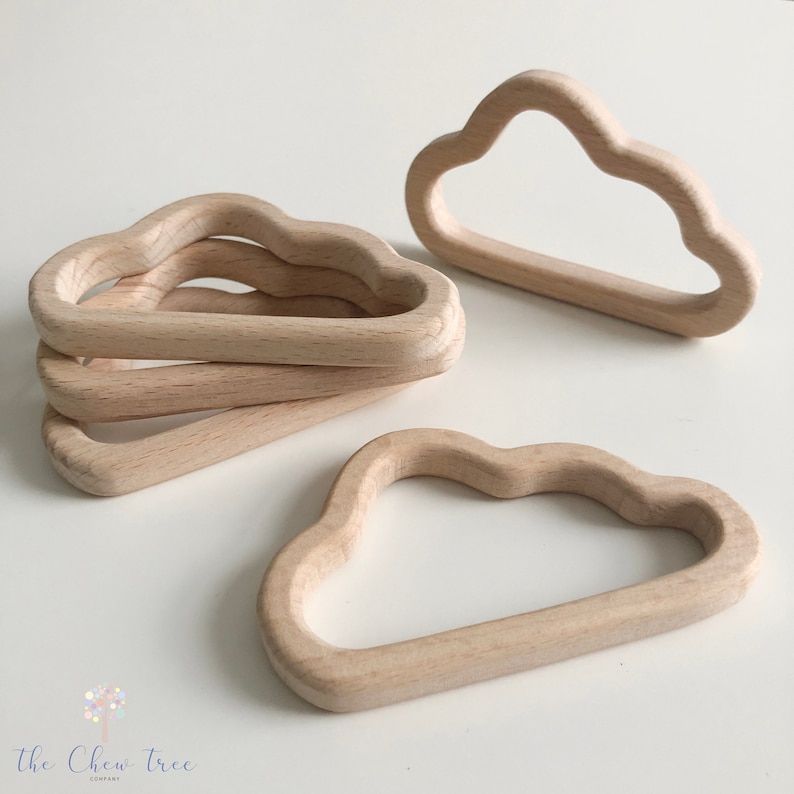 Wooden Shapes Teethers Cloud Teether Natural Teething for - Etsy