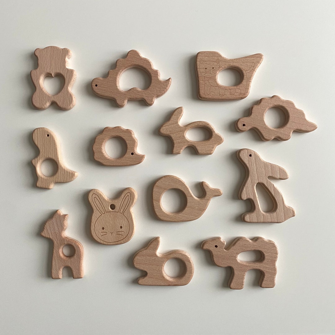 Wooden Animal Wooden Baby Teether , Natural Teething for Baby , Toy ...