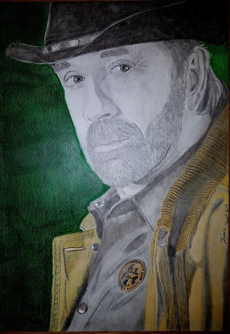 Drawing Chuck Norris Walker Texas Ranger Print A4 Size - Etsy