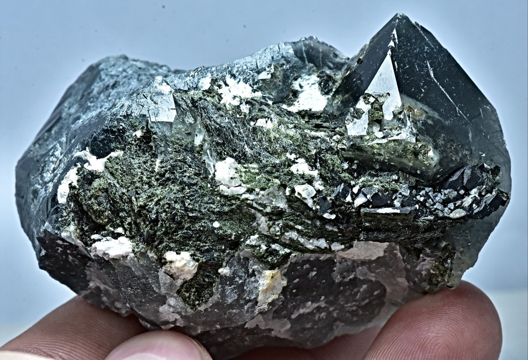 176 Gm Beautiful Formation Riebeckite Included Bluish Quartz Crystal W ...