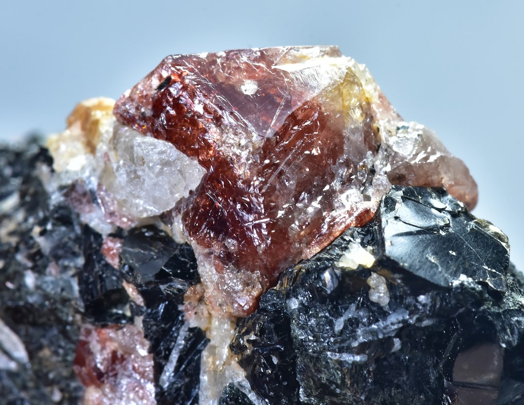 62 Gram Natural Fluorescent Terminated Zircon Crystal Specimen W/ Mica ...