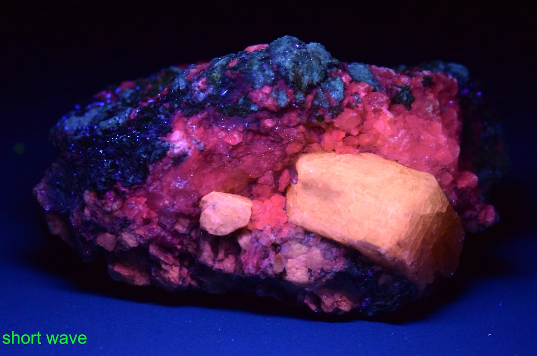 174 Gram Fluorescent Marialite Scapolite Crystal on Calcite Matrix With ...