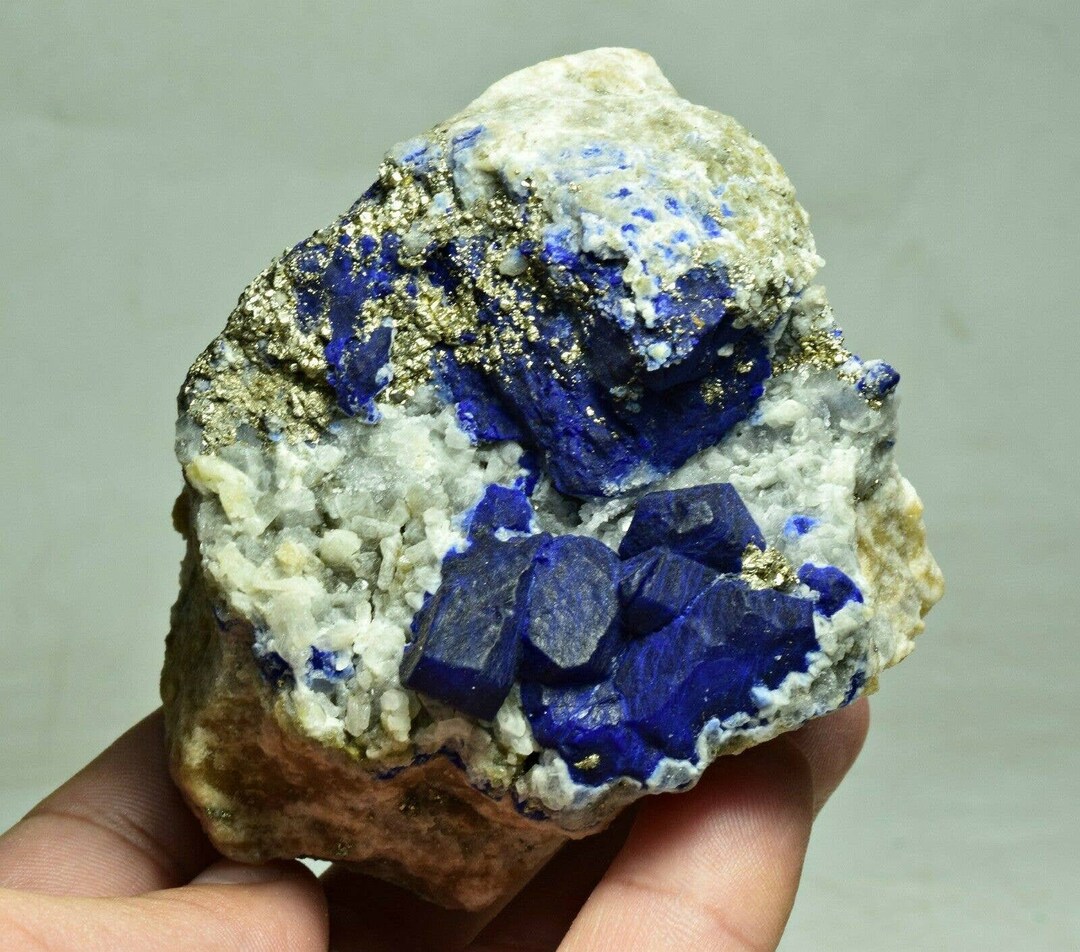 451 Gram Deep Blue Lazurite Crystals With Forsterite Crystals &pyrite ...