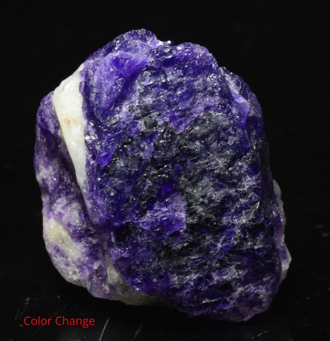 Sharp Color Change Fluorescent Phosphorescent Rough Hackmanite 82 Carat ...