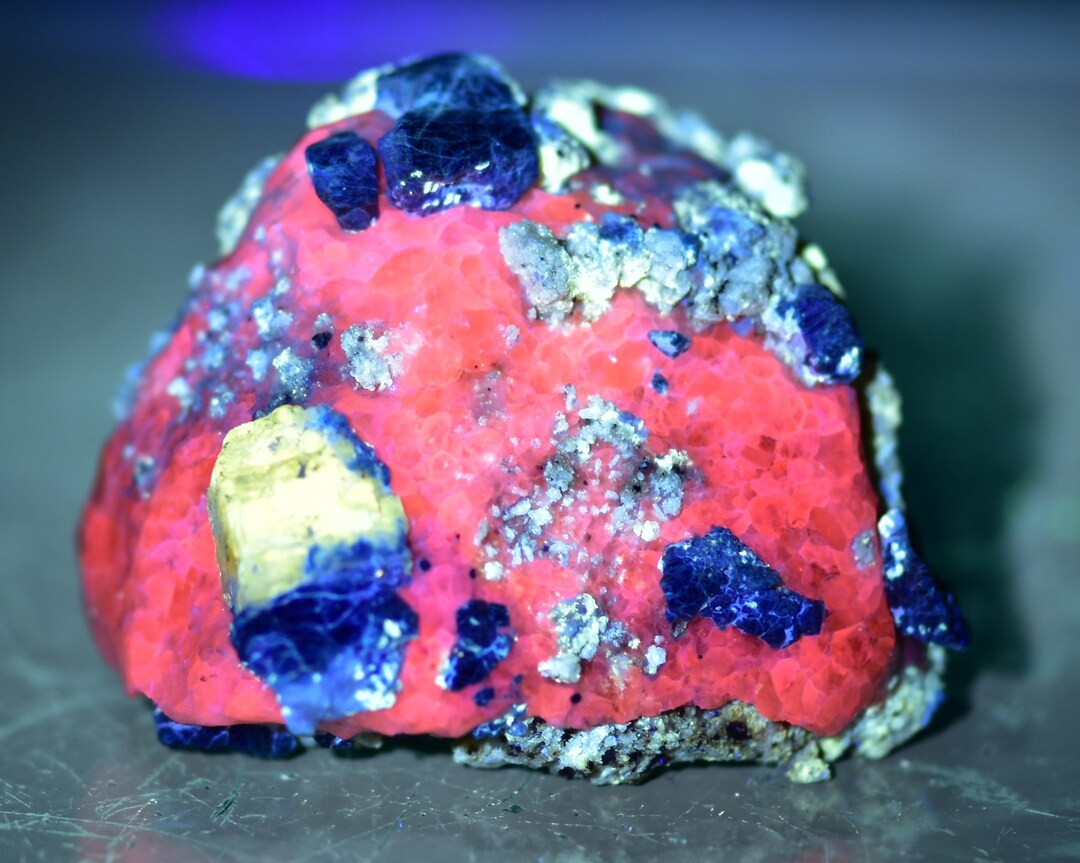 215 Gram Fluorescent Marialite Scapolite With Sodalite on Calcite ...