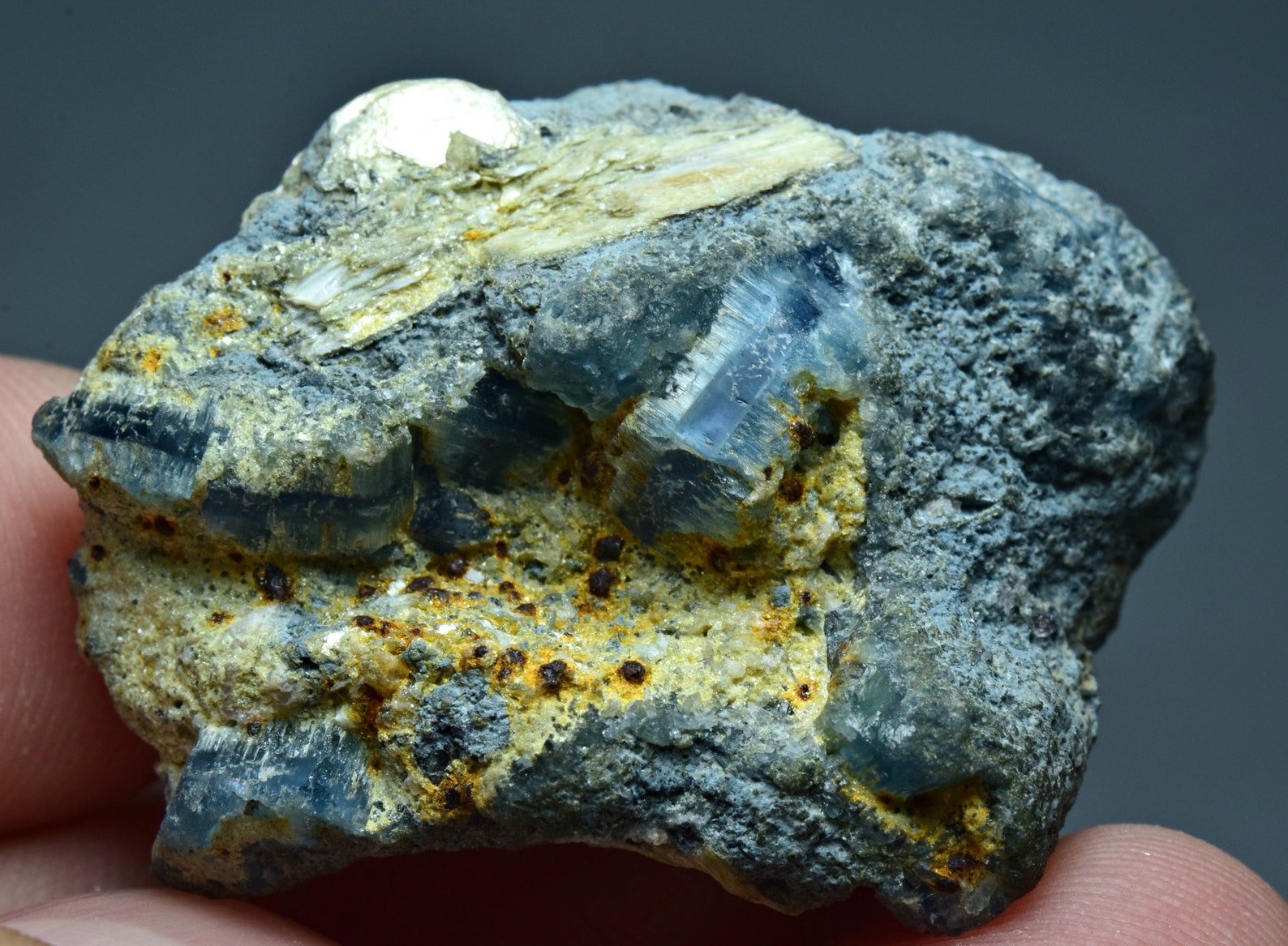 71 Carat Vorobyevite Beryl Crystal W/ Unknown Metallic Mineral & Mica ...