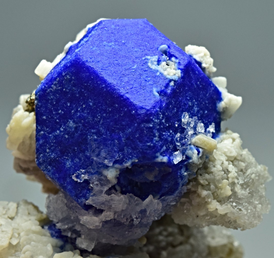 Royal Blue Color Lazurite Crystal Specimen W/ Forsterite Crystal ...