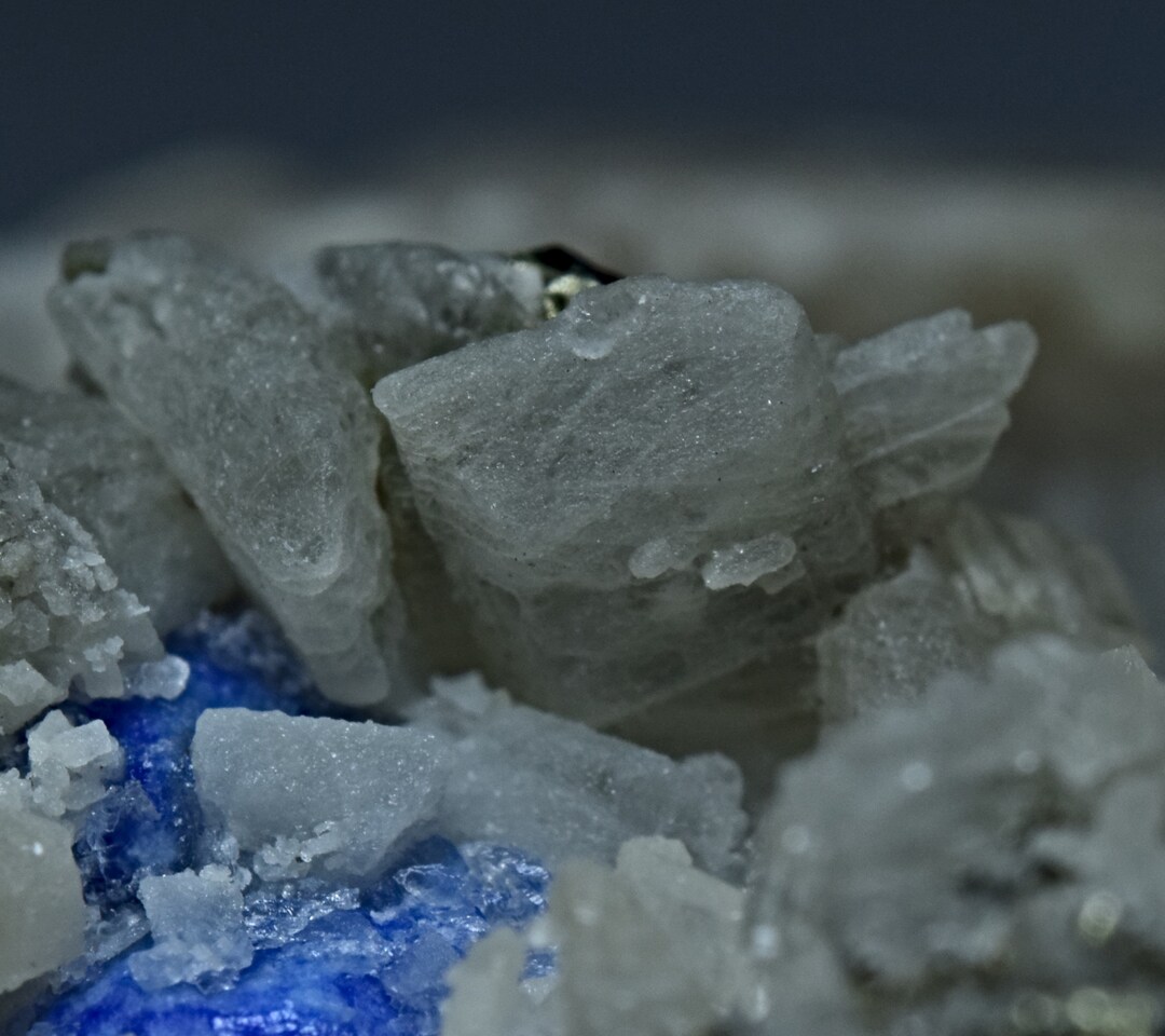 Rare Several Forsterite Crystals With Two Lazurite Crystals on Matrix ...