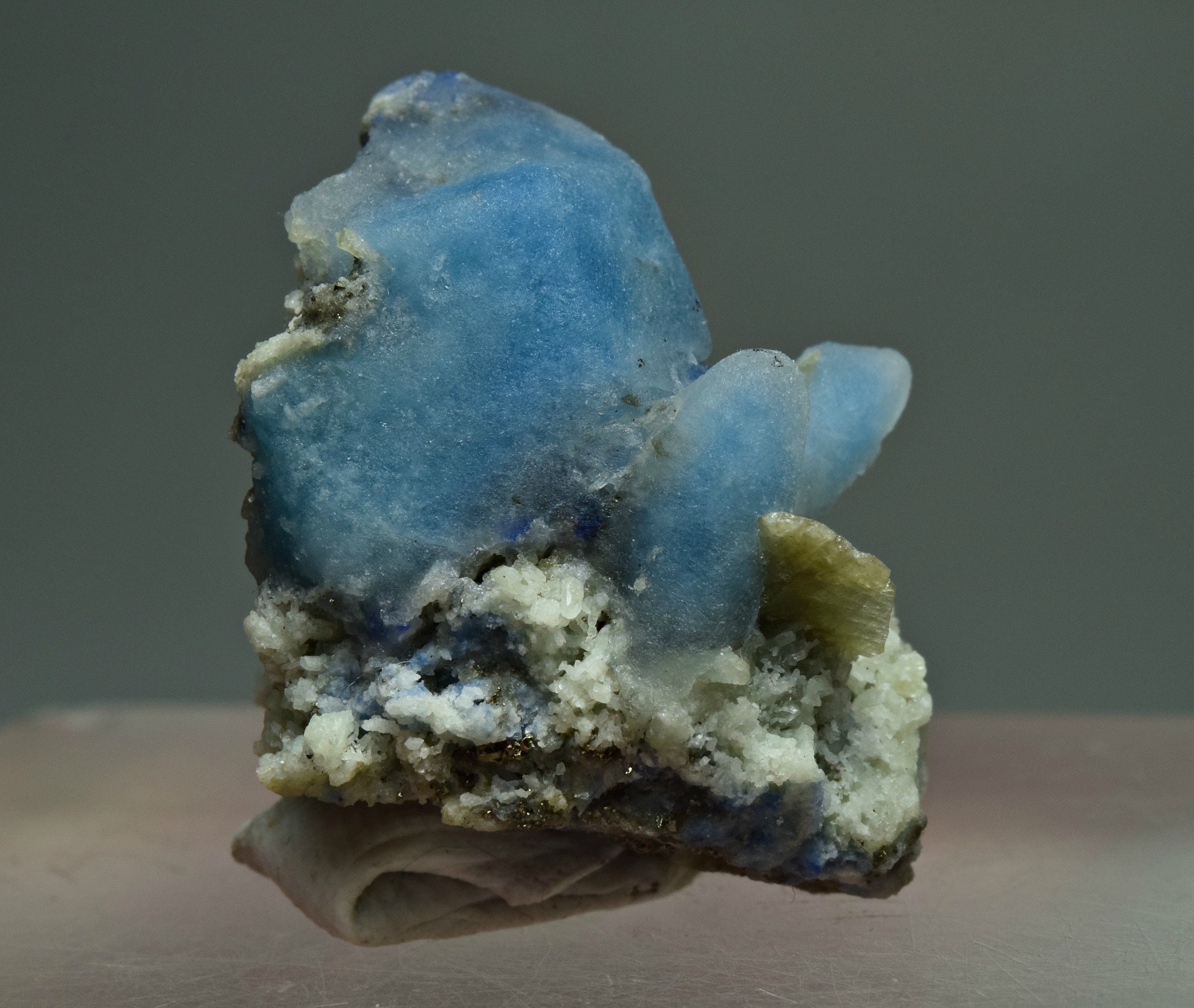 Unique Fluorescent Afghanite Tri Crystal Specimen With Sphene Crystal ...
