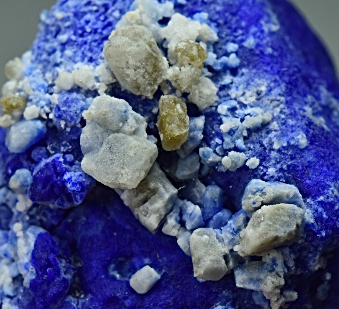 Royal Blue Color Lazurite Crystal With Forsterite Crystals and Unknown ...
