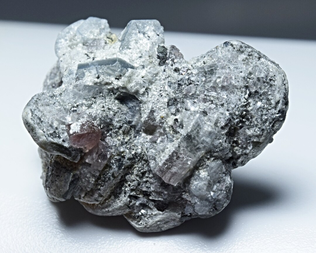 Unusual Vorobyevite Beryl Crystals With Tourmaline on Mica Crystal ...