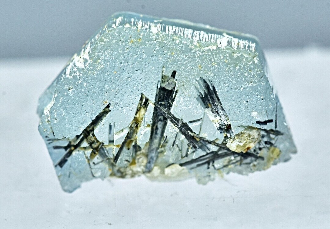 Unusual Vorobyevite Beryl Rosterite Crystal Combined With Tourmaline 2. ...