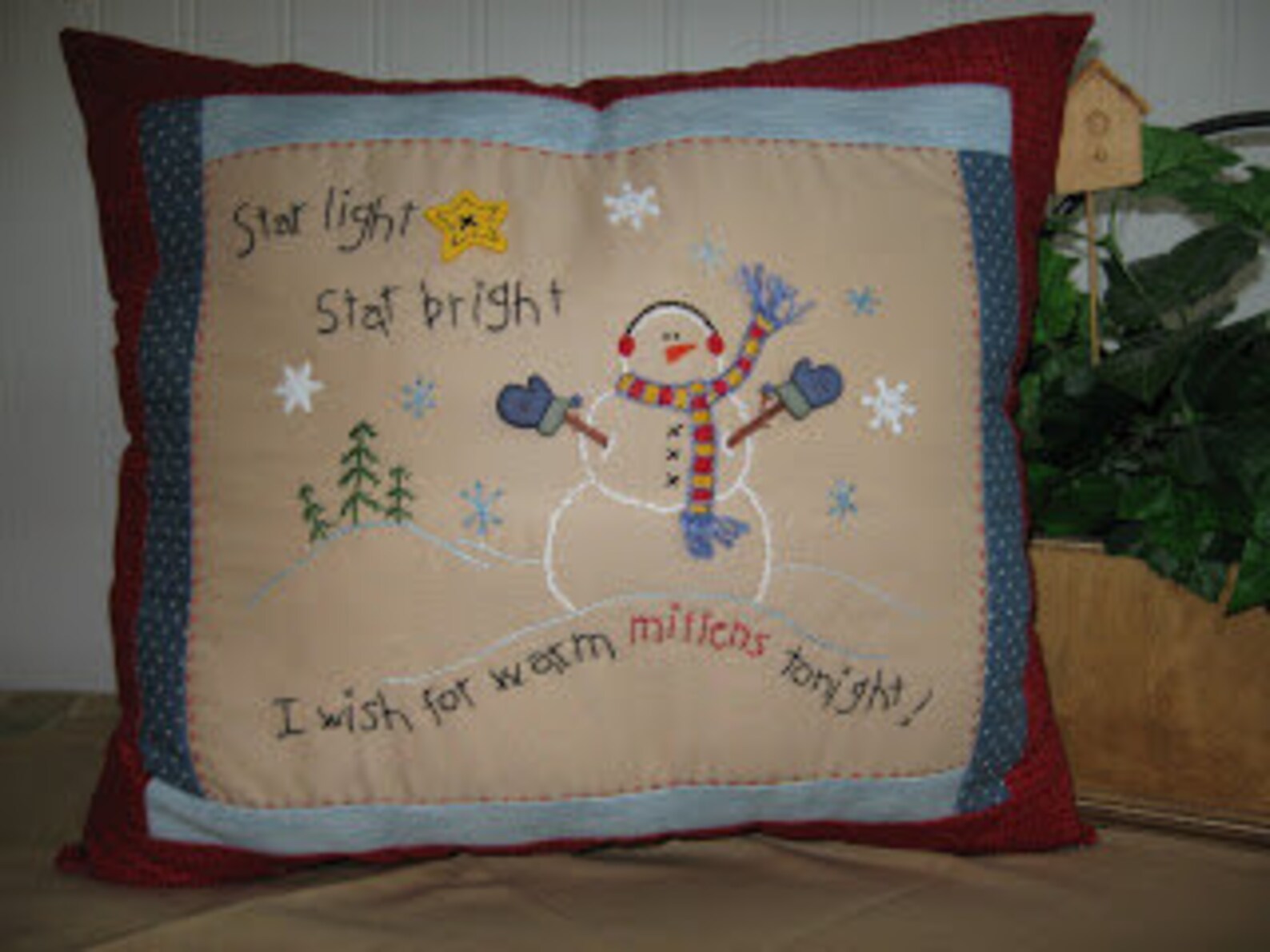 Winter Pillow Pattern, Star Light Star Bright, Snowman, Mittens, PDF ...