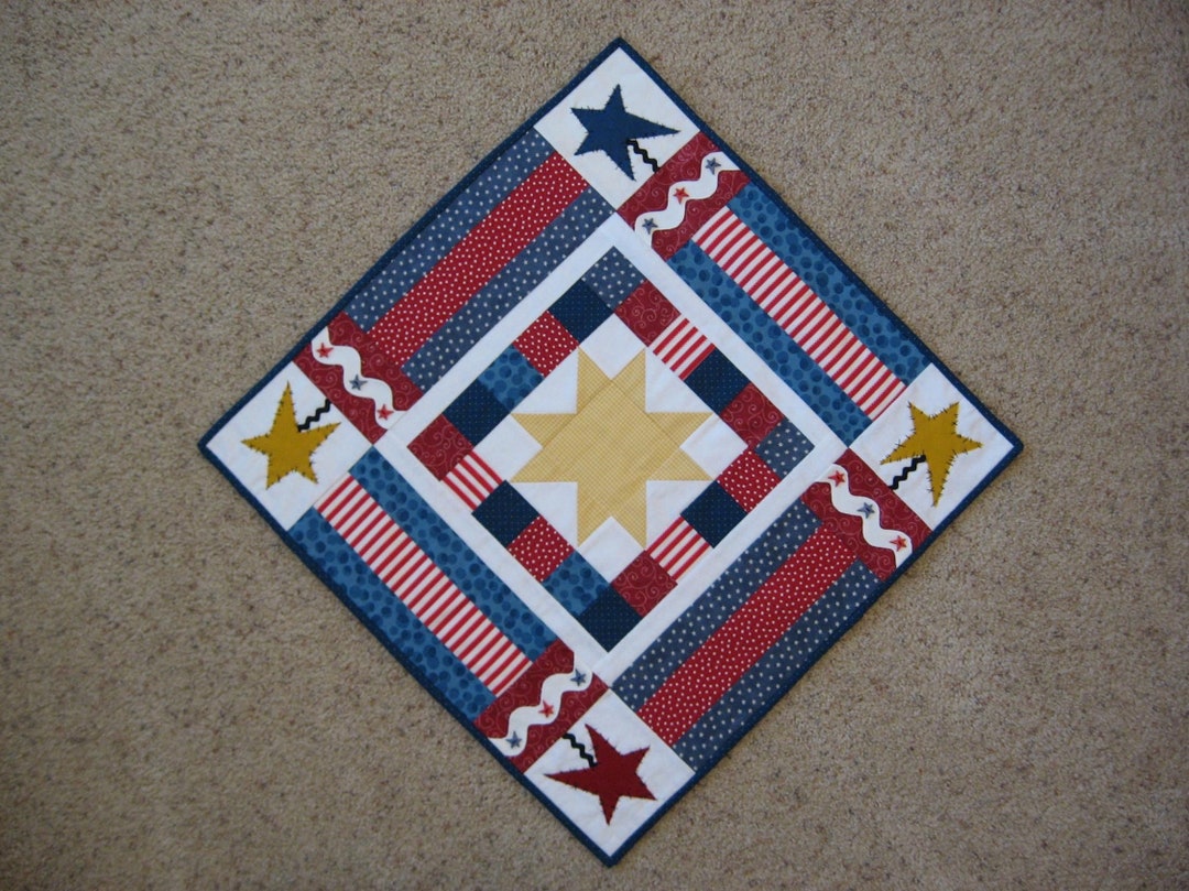 4th of July Table Top Quilt, Wall Hanging, Firecrackers, Stars, Quilt ...