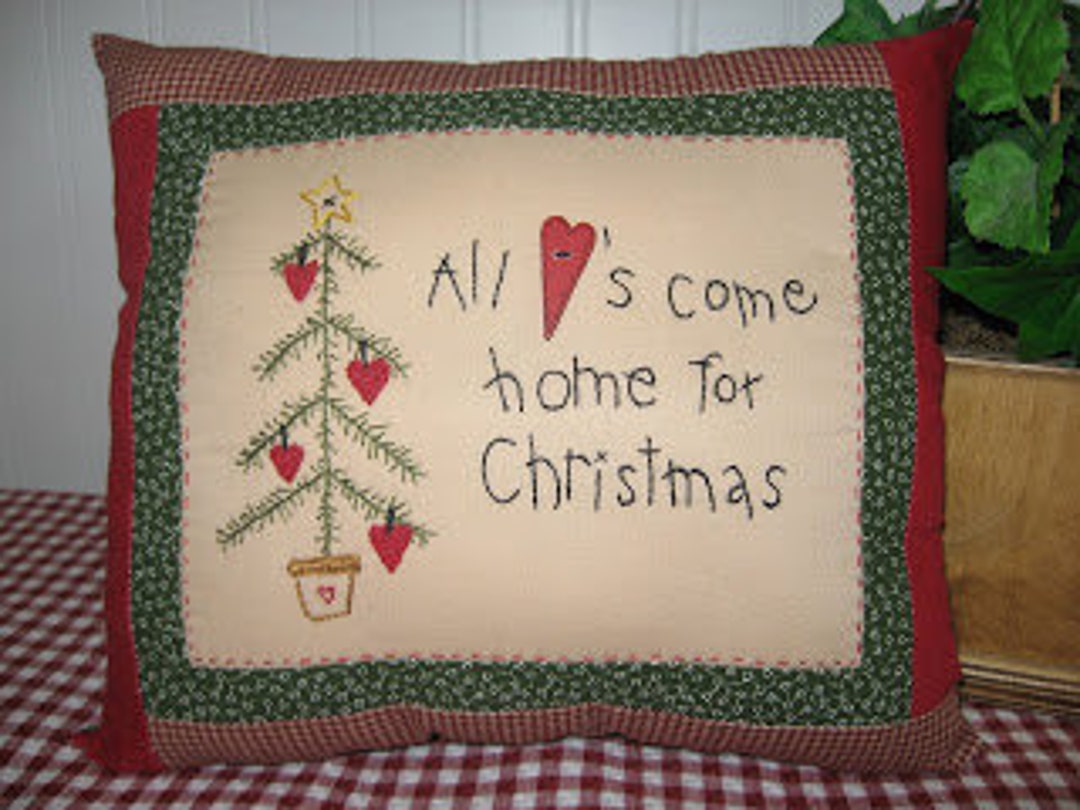 Christmas Pillow Pattern, Embroidery, Christmas Tree, Hearts, Home for ...