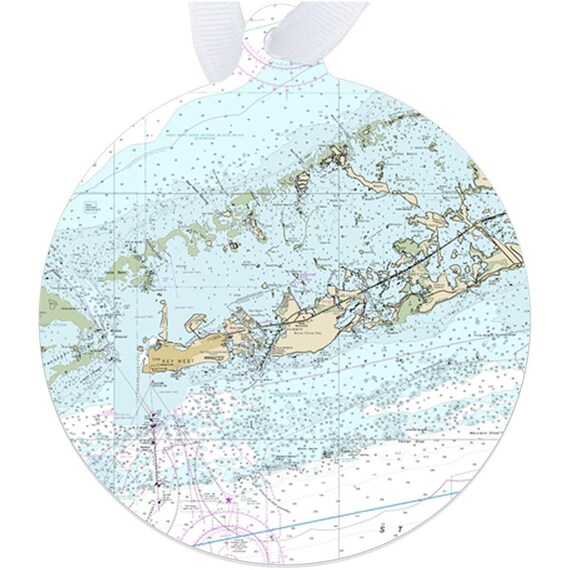 Key West Nautical Chart Christmas Ornament | Etsy