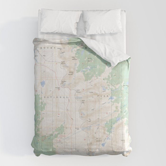 Rocky Mountain National Park Topo Map Comforter - Etsy