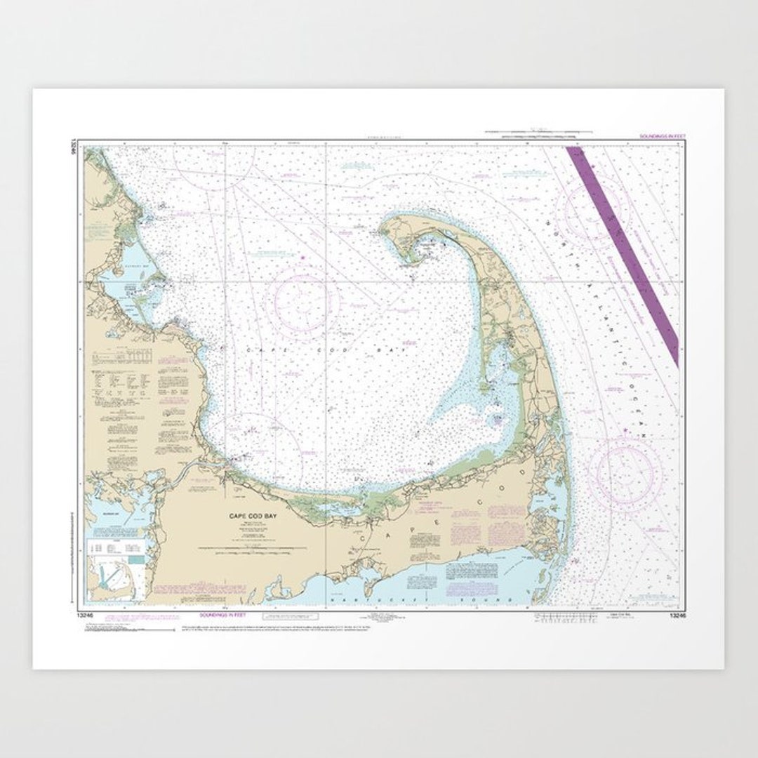 Cape Cod Nautical Chart - Print - Etsy