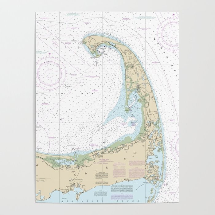 Cape Cod Nautical Chart - Wall Poster - Etsy