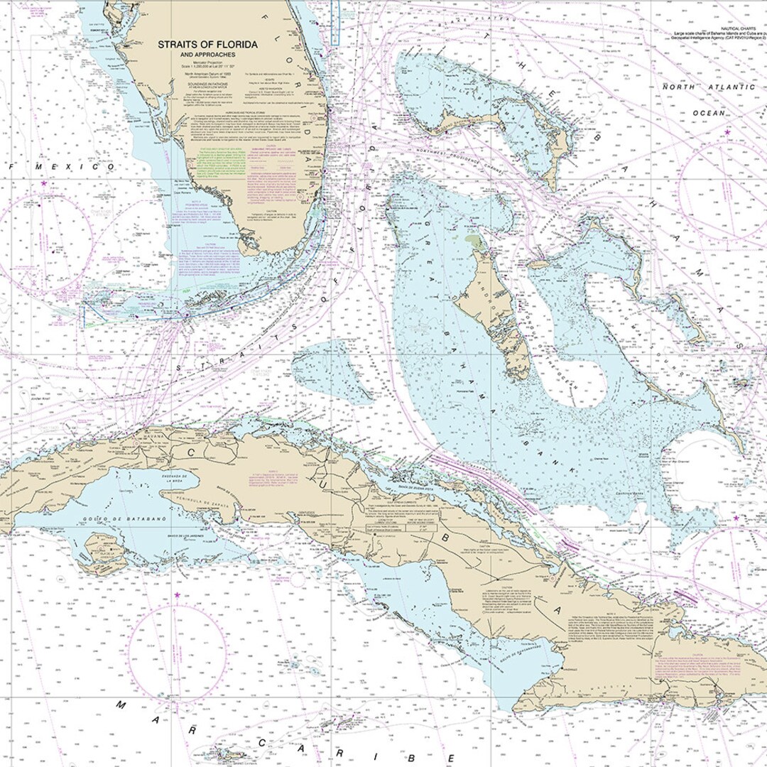 Florida Straight Nautical Chart 7'2x7'8 Wall Mural - Etsy