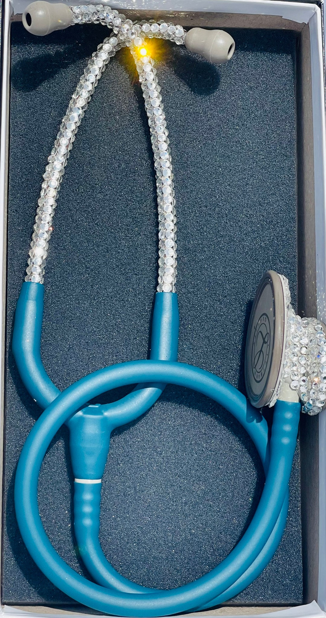 Peaceful Paradise Clear Ice Rhinestone Stethoscope Caribbean Blue ...