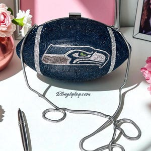 Seattle Seahawks Bling Football Purse: Navy Rhinestone, Game Day ...