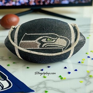 Seattle Seahawks Bling Football Purse: Navy Rhinestone Clutch, Game Day ...