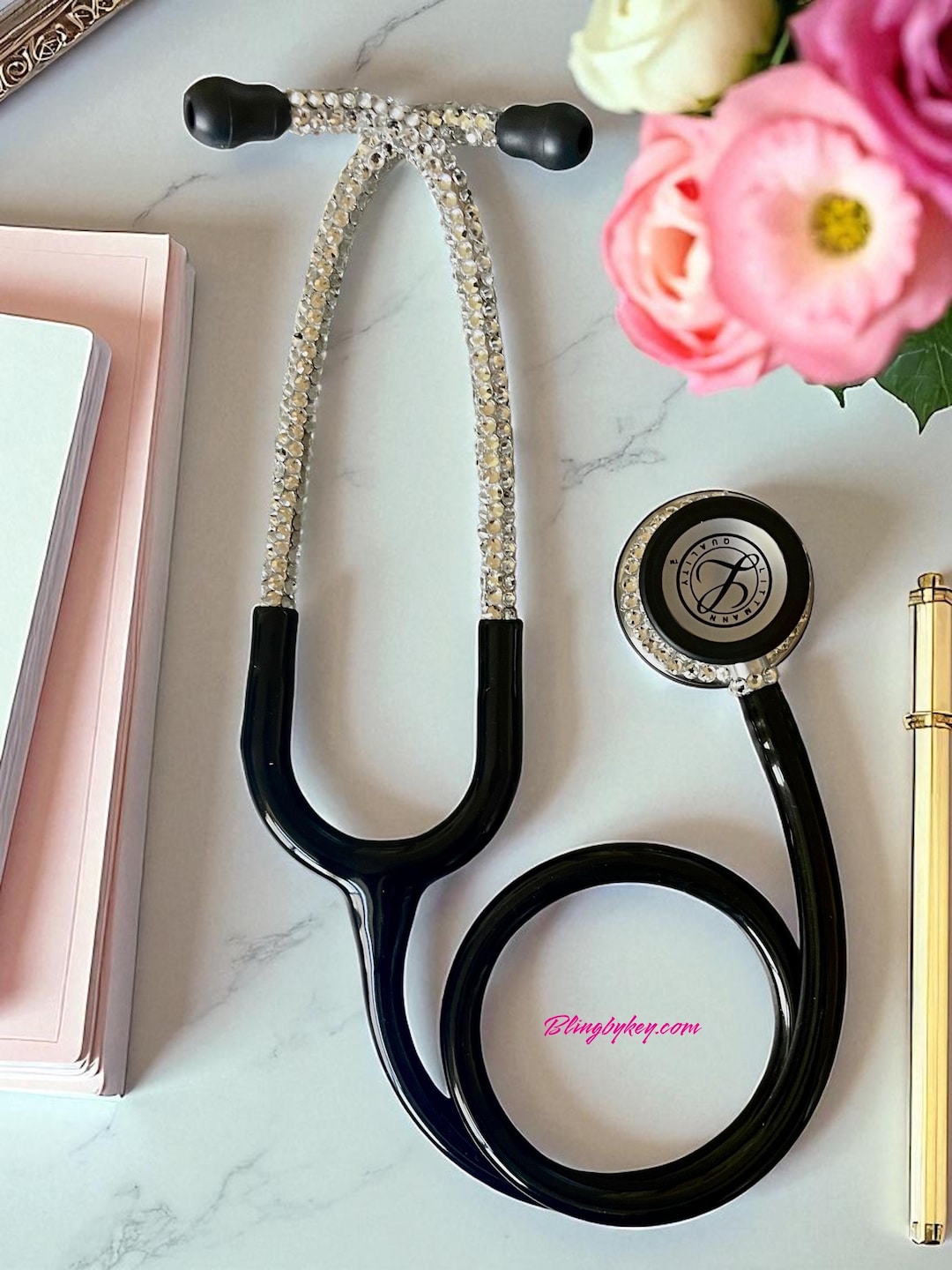 Handmade Bling Stethoscope: Clear Rhinestone, Black Edition - Etsy