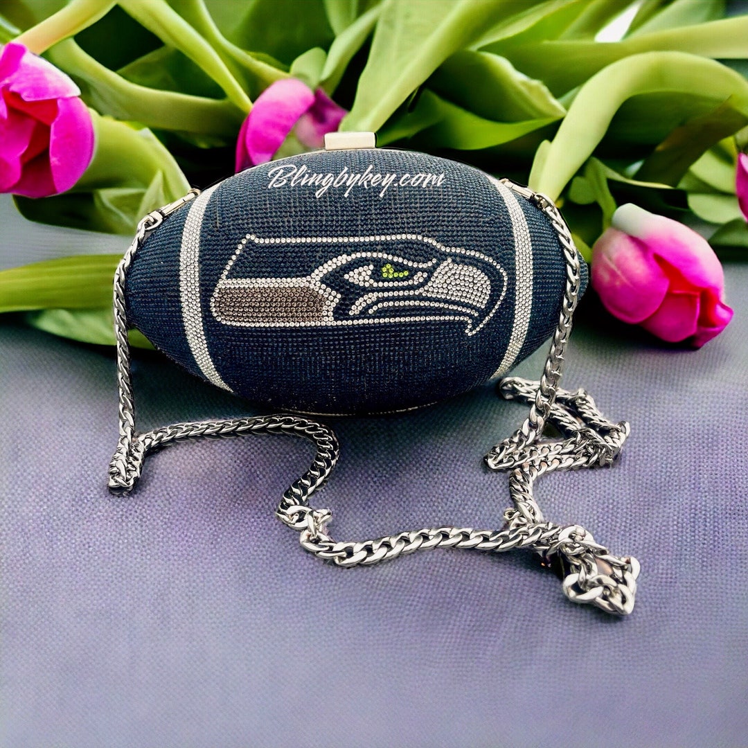 Seattle Seahawks Bling Football Purse Rhinestone, Stadium Compliant ...