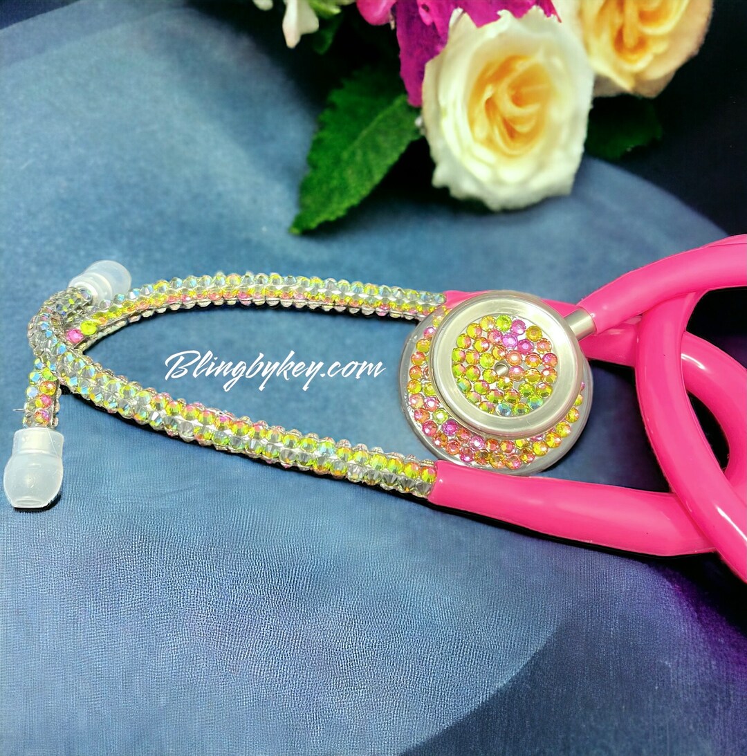 Unicorn Magic Bling Stethoscope Neon Pink Rainbow Iridescent Rhinestone ...