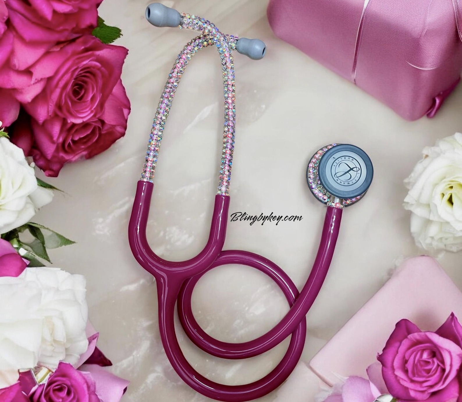 Bling Stethoscope • Littmann Classic III Raspberry • Golden Iridescent ...