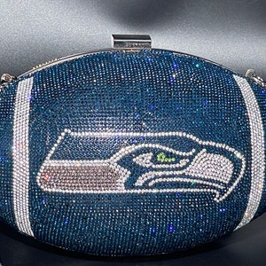 Seattle Seahawks Bling Football Purse: Navy Rhinestone Clutch, Game Day ...