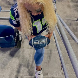 Seattle Seahawks Bling Football Purse: Navy Rhinestone Clutch, Game Day ...