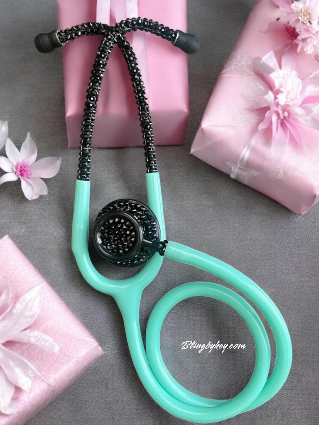 Bright Bling Stethoscope: Black Rhinestone Prestige Medical - Neon ...