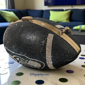 Seattle Seahawks Bling Football Purse: Navy Rhinestone Clutch, Game Day ...