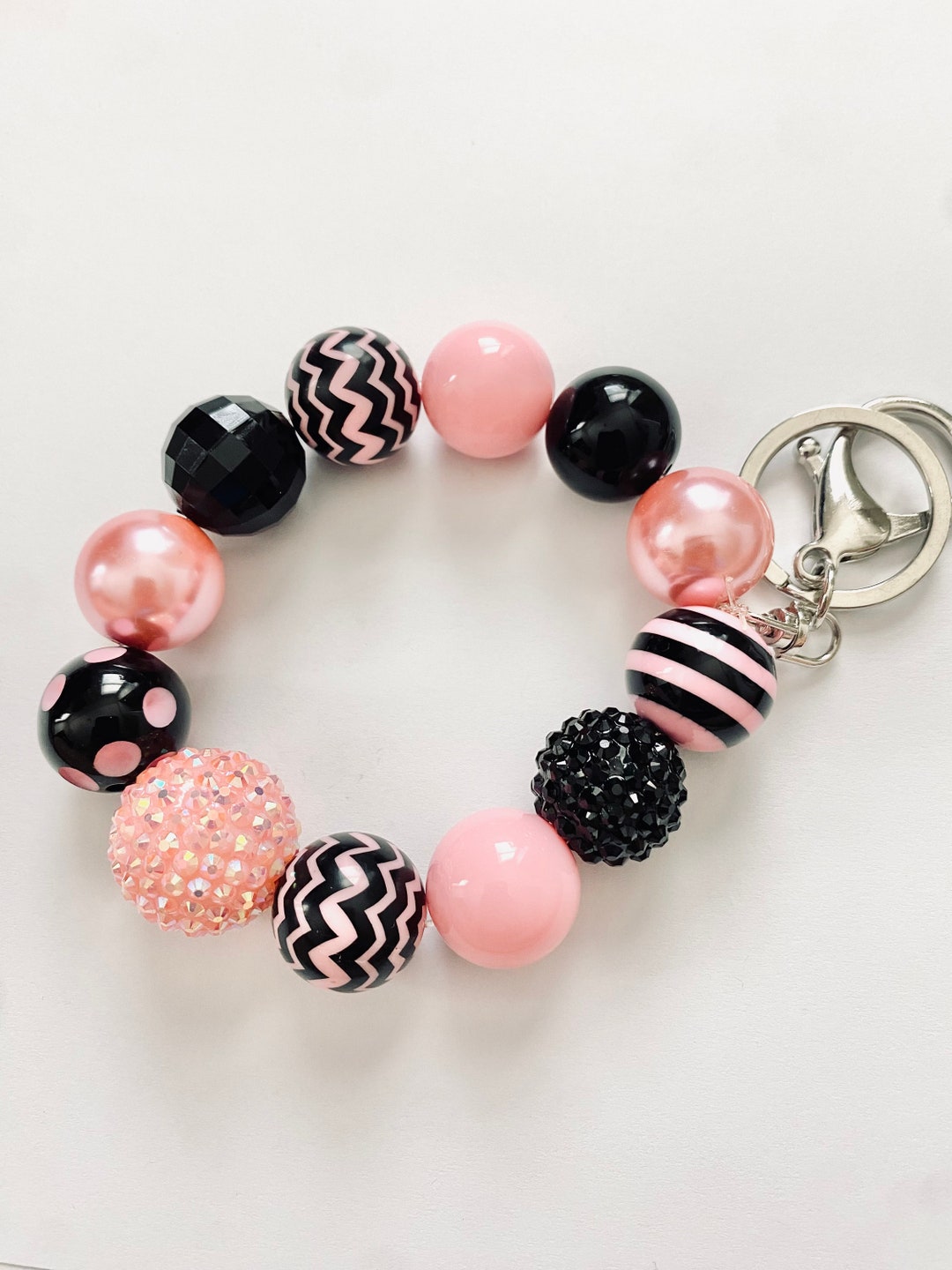 Bubblegum Bead Bracelet Keychain - Etsy